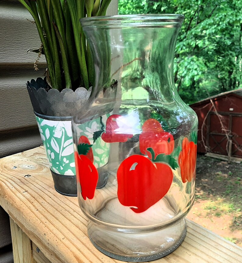 Anchor Hocking Apple Carafe Pitcher, Vintage Fridge Water Pitcher W ...