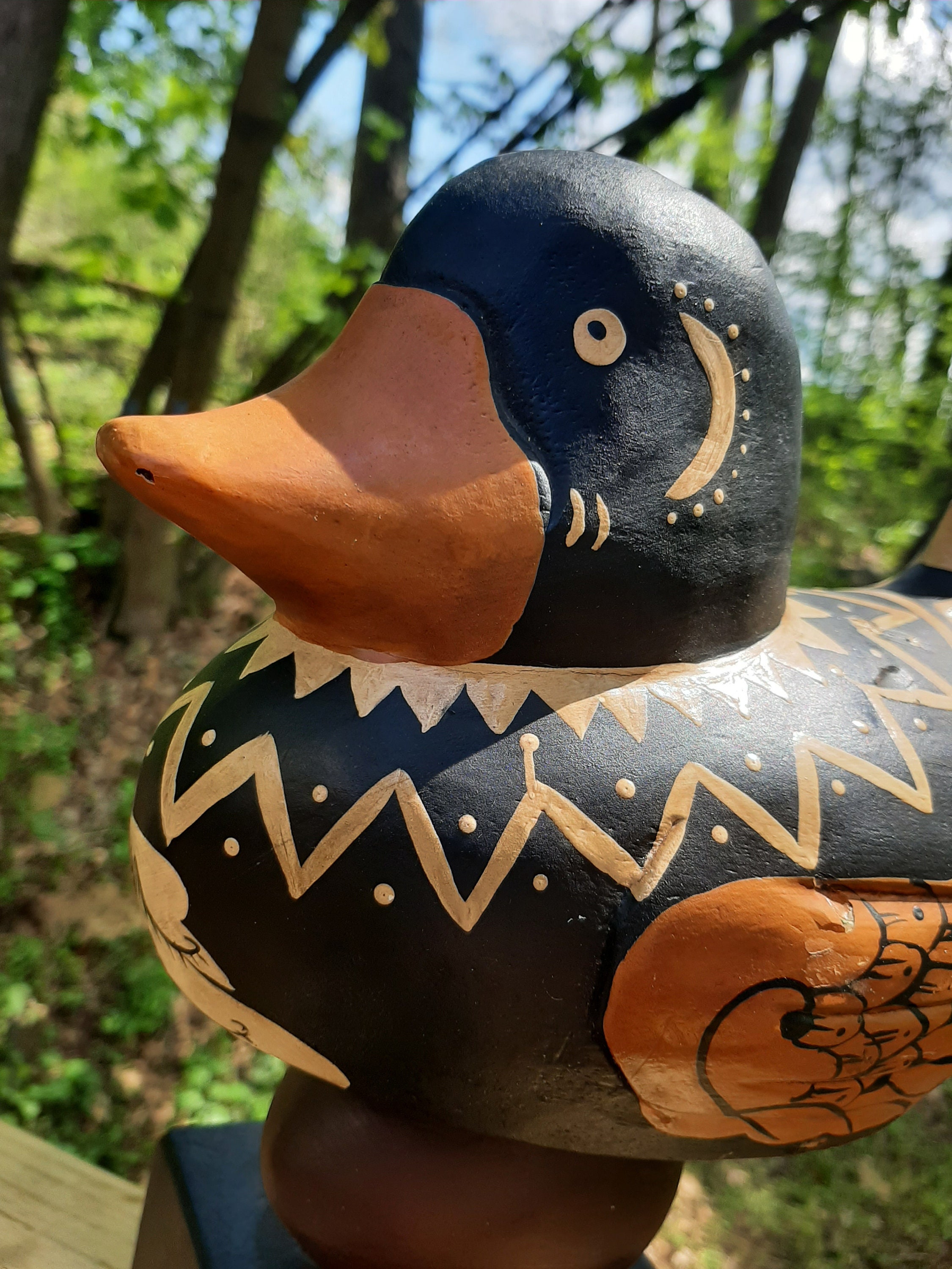 Vintage Folk Art Duck Hand Painted, Duck Sitting on Egg Folk Art Decor ...