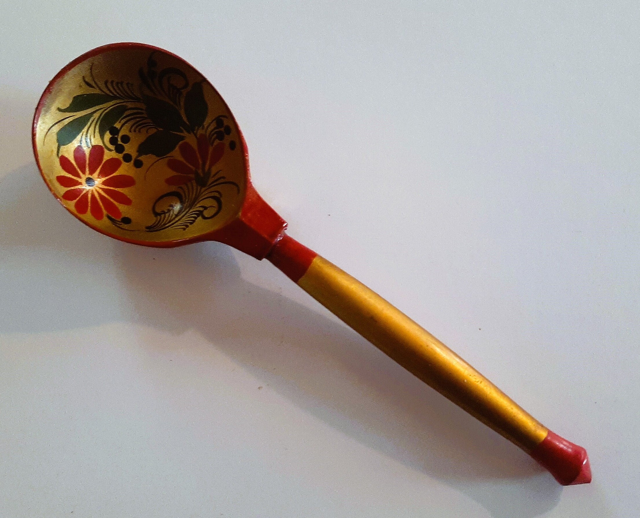 Russian Folk Art Decorative Wooden Spoon, Vintage Hand Painted ...