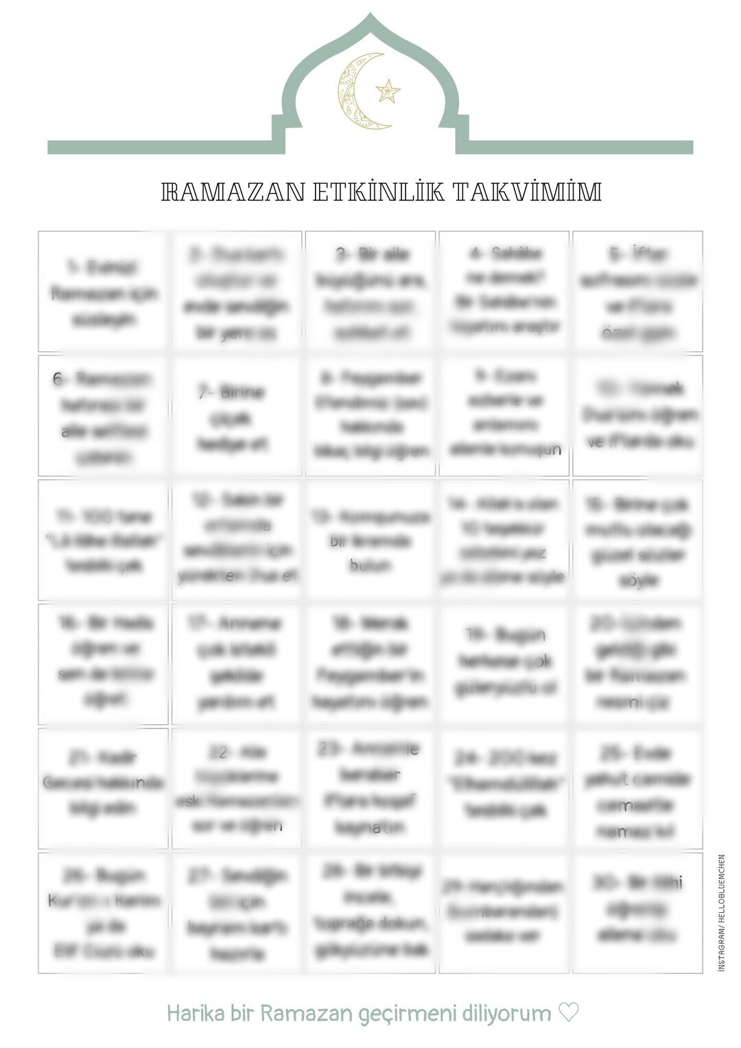 Ramadan Calendar for Children, Printable, Ramazan, Instant Download ...