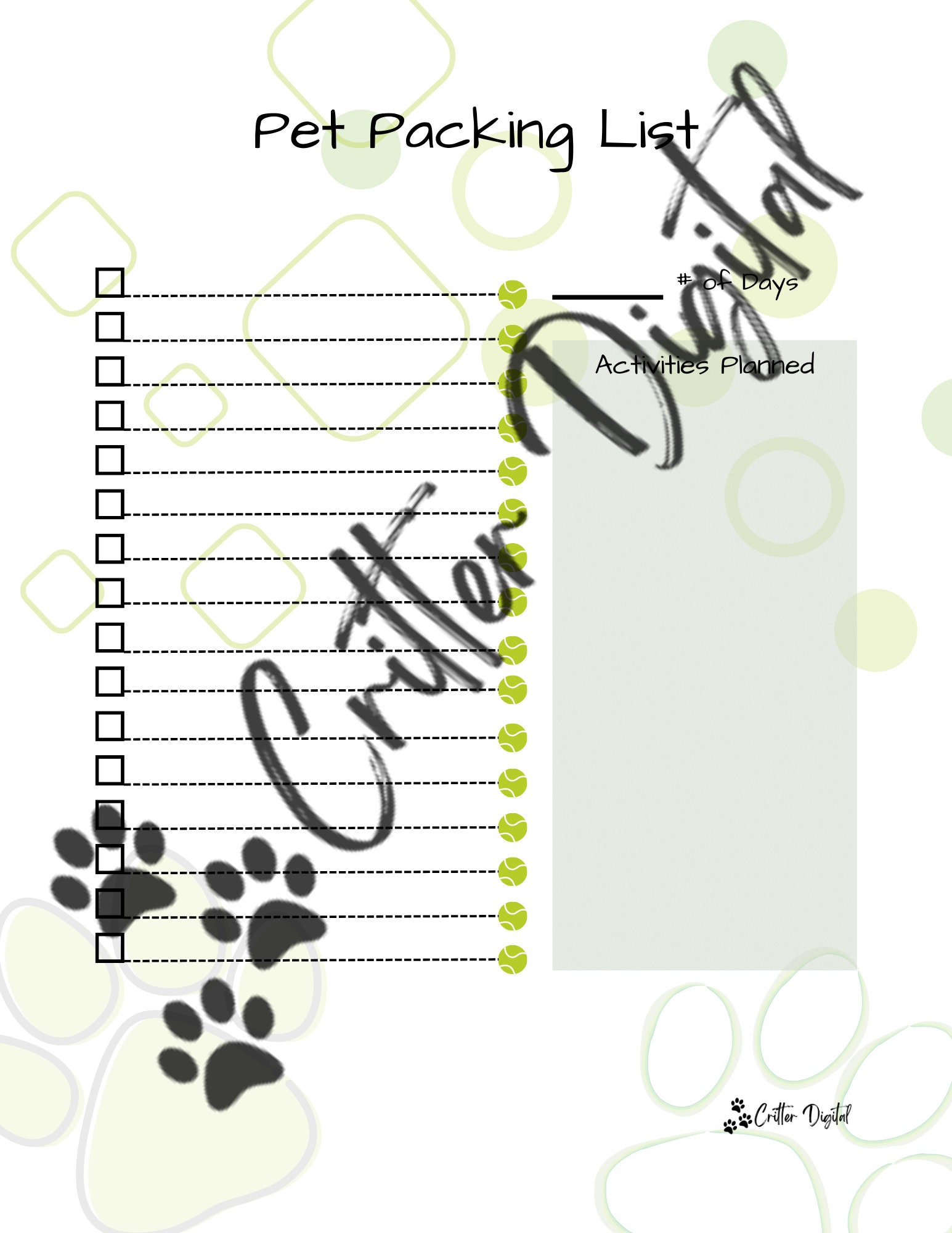 Pet Packing List Bundle Digital Download - Etsy