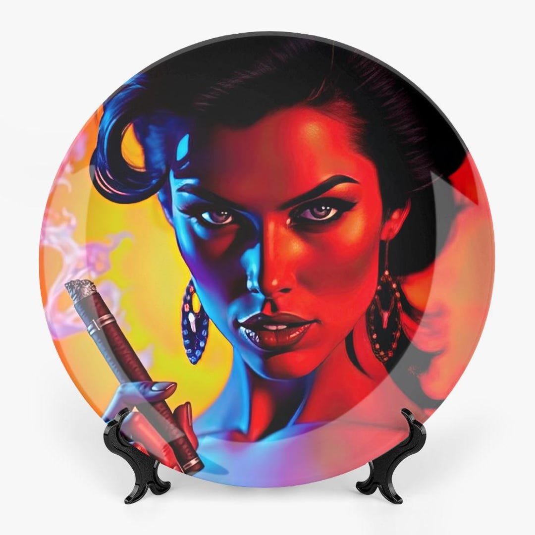 Vintage Pinup Girl Cigar Art Plate Retro Glamour for Your Space - Etsy