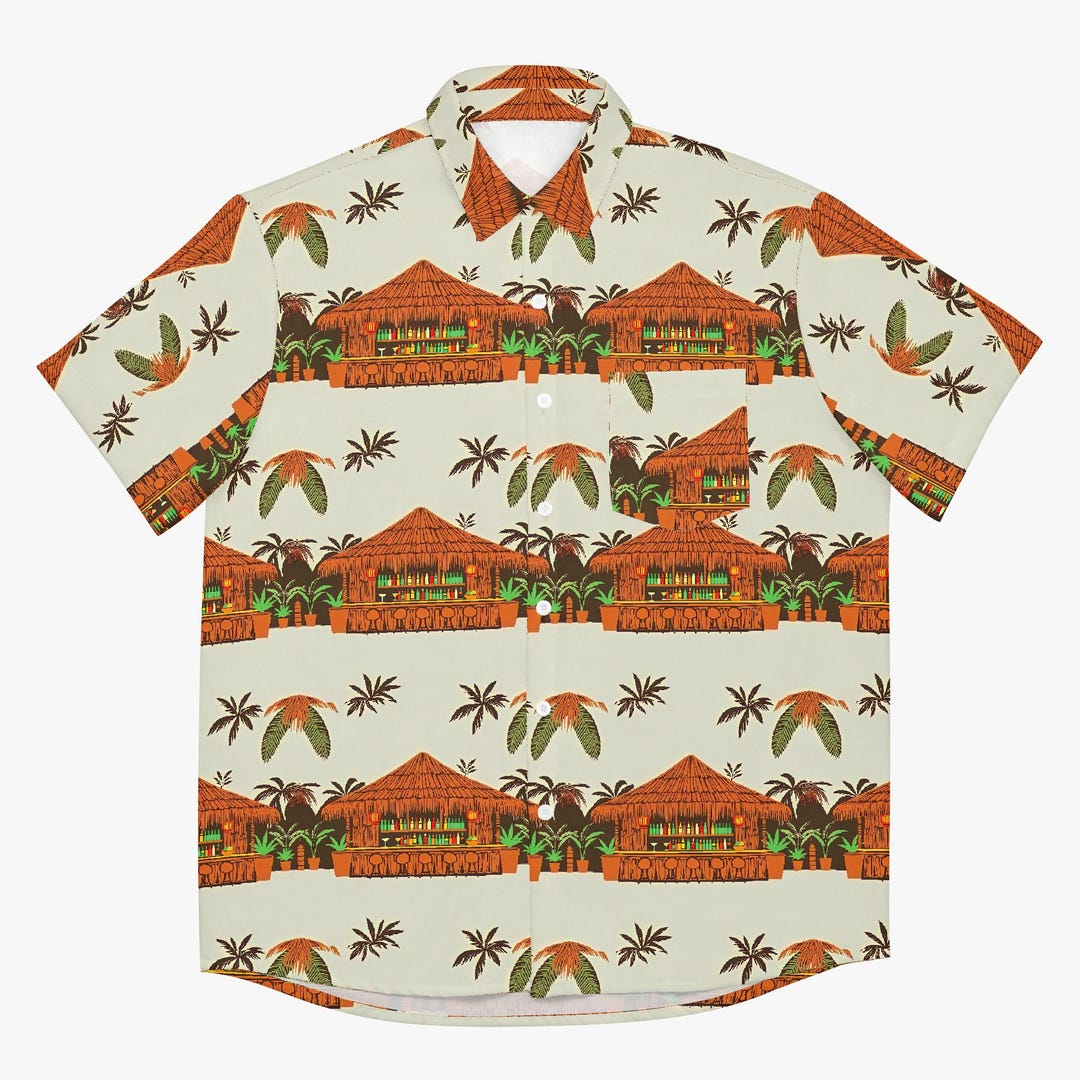 Retro Tiki Hawaiian Shirt Hula Shirt With All-over Tropical Print Men's ...