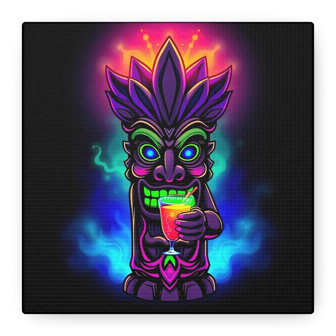 Tiki Bar Canvas Art, Colorful Tiki Decor, Tropical Wall Art, Summer ...