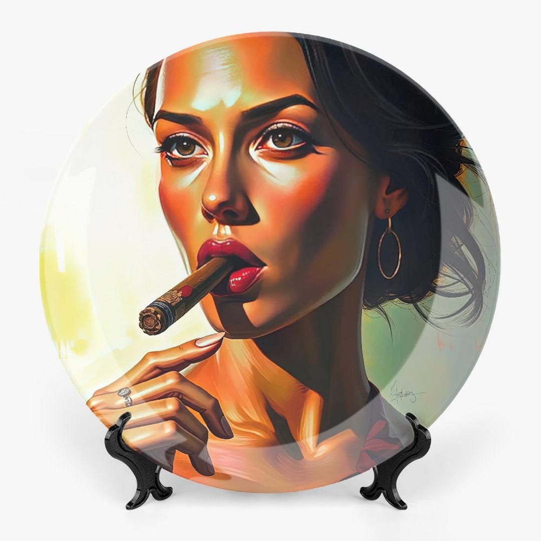 Vintage Pinup Girl Cigar Art Plate Retro Glamour for Your Space - Etsy
