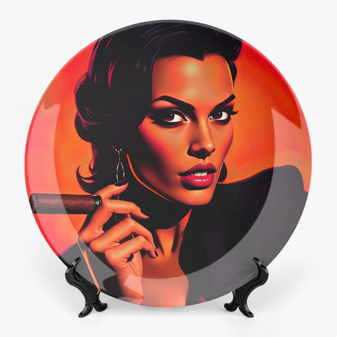 Vintage Pinup Girl Cigar Art Plate Retro Glamour for Your Space - Etsy
