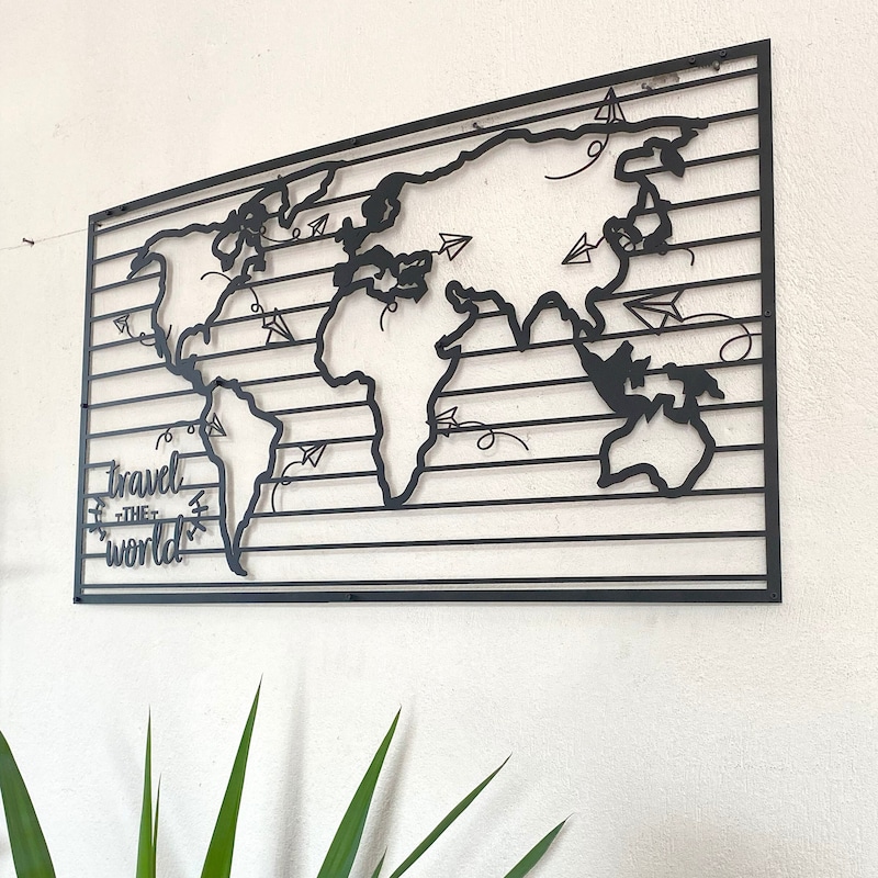 Metal World Map - Etsy