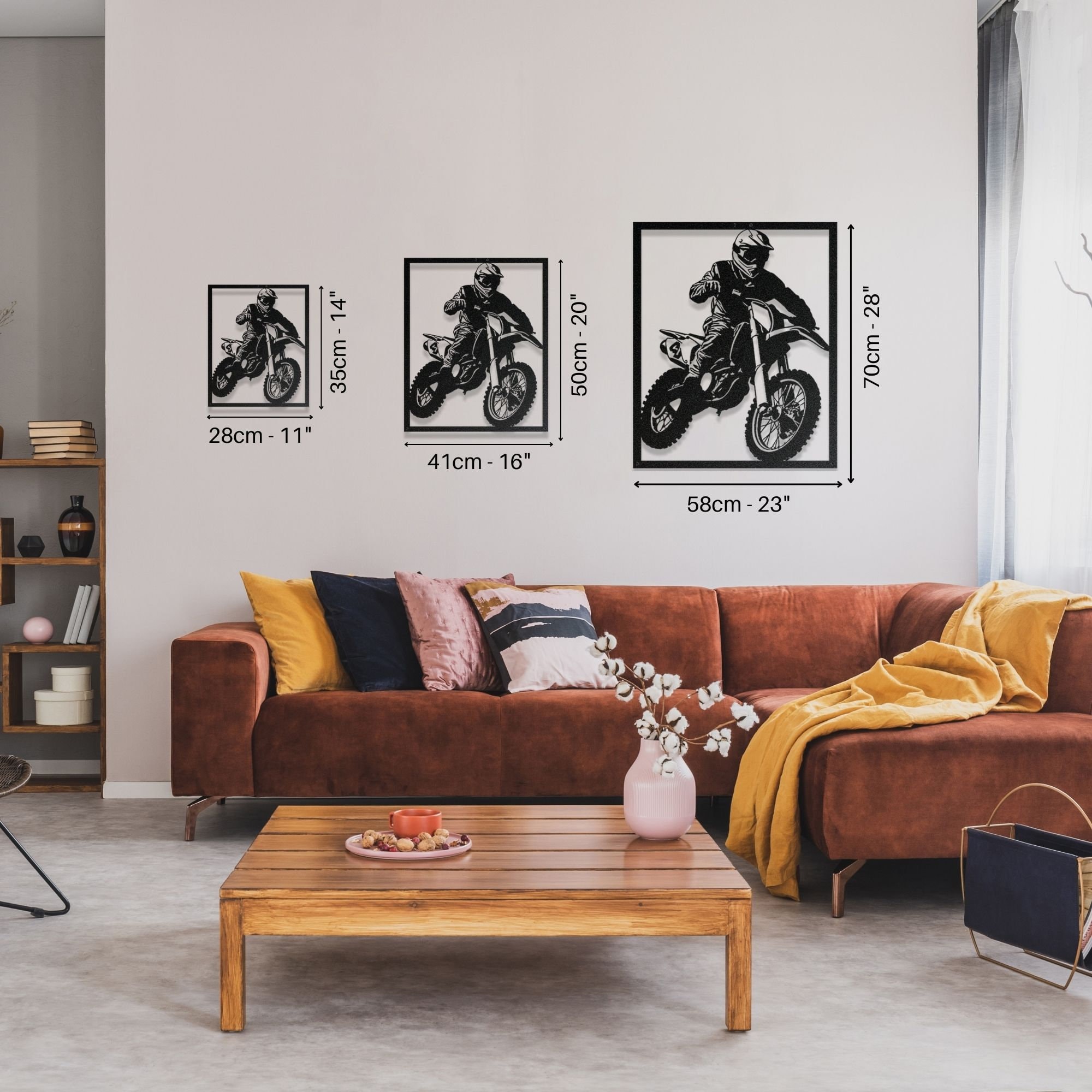 Motocross Wall Art for Game Room Modern Metal Decor for Home Office Man ...