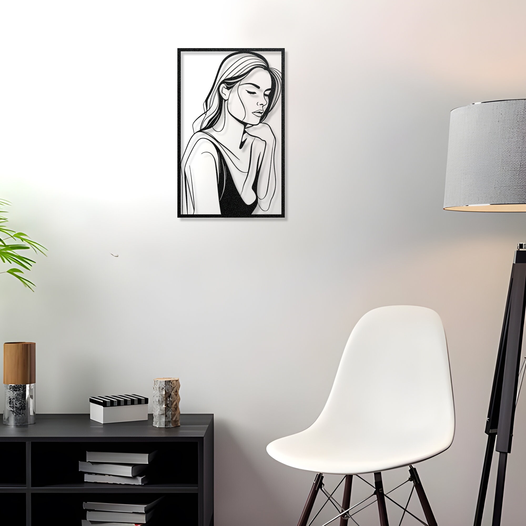 Girl Face Metal Wall Art Metal Line Art Contemporary Metal - Etsy