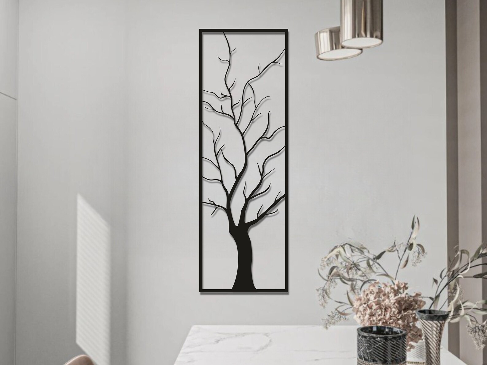 Tree Metal Wall Art Long Wall Decor Vertical Wall Decor - Etsy