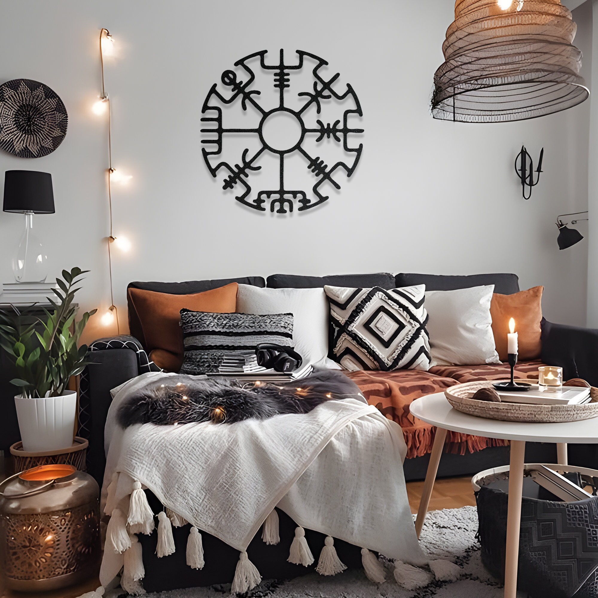 Vegvisir Metal Wall Decor, Vikings Wall Art, Runic Compass, Sturdy Iron ...