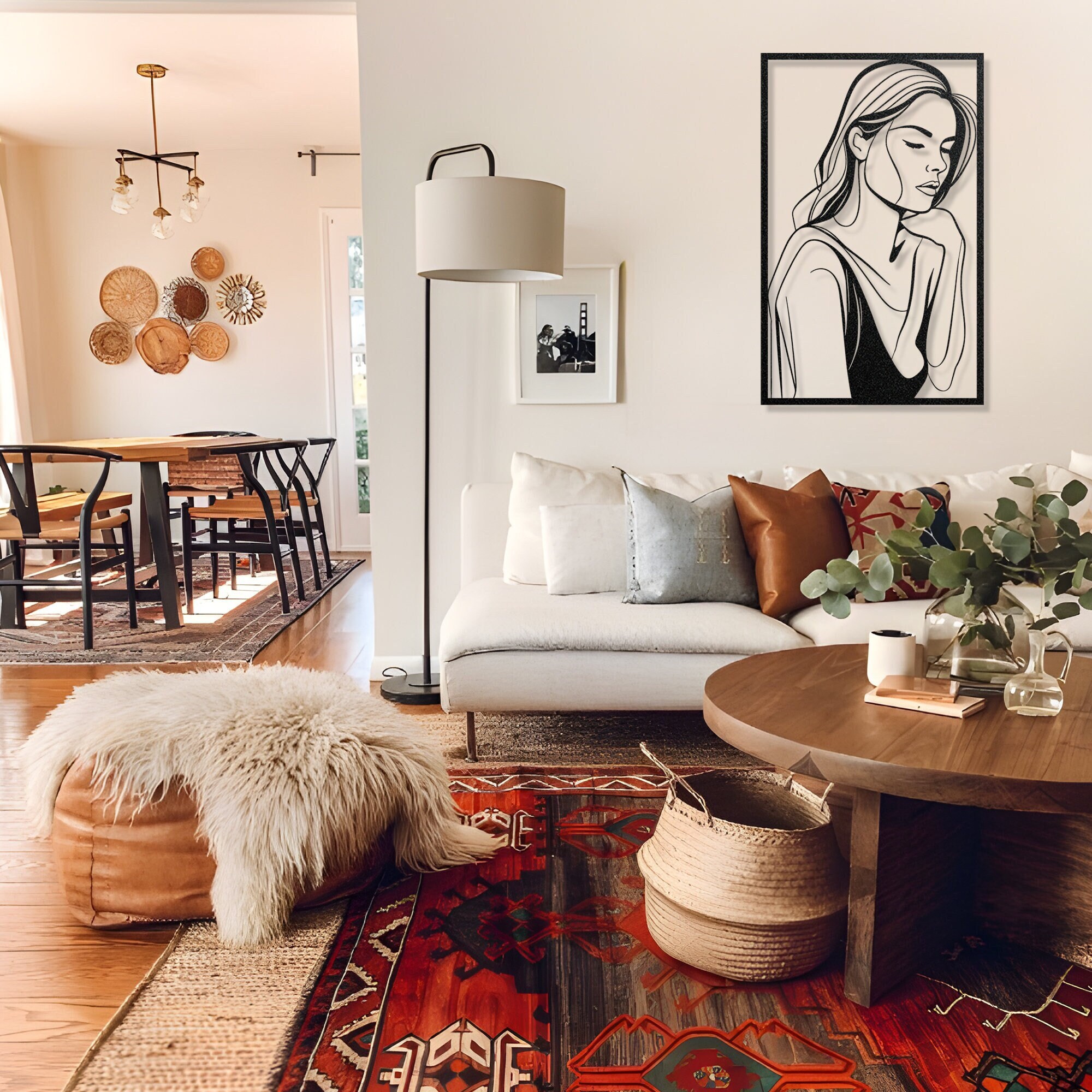 Girl Face Metal Wall Art Metal Line Art Contemporary Metal - Etsy