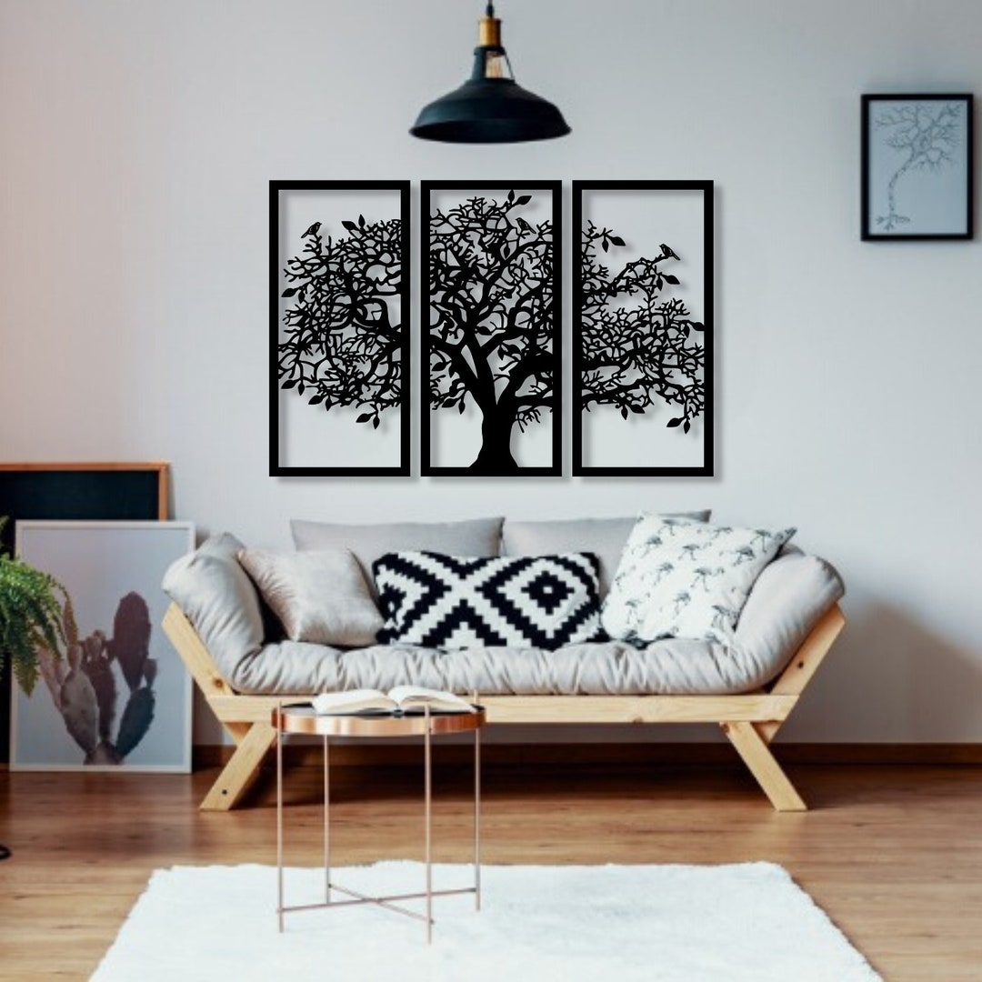 Tree of Life 3 Panels, Metal Tree Wall Art, Tree Sign, Metal Wall Decor ...
