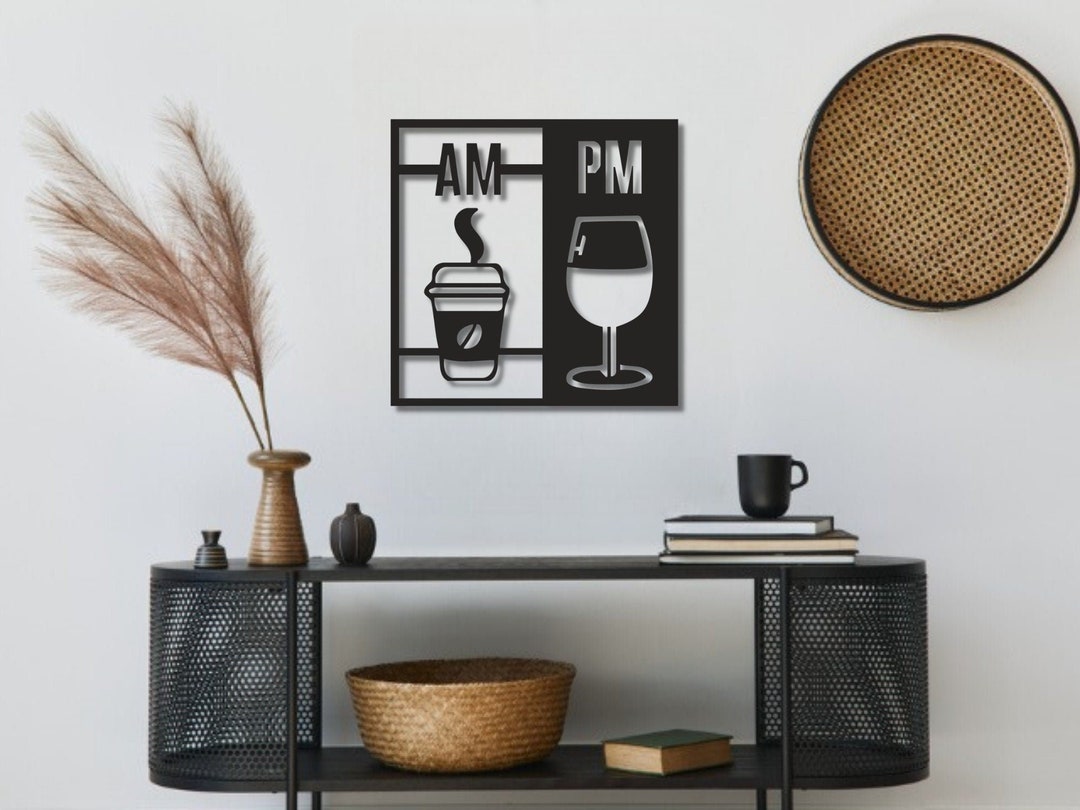 Am Pm Sign Metal Wall Art, Laser Cutting Metal Wall Decor, Coffee Bar ...