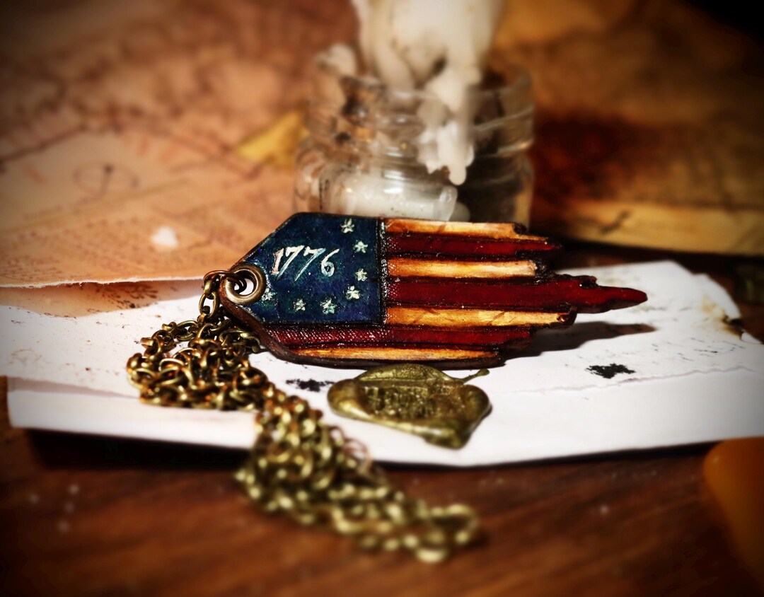 Handmade 1776 American Flag Leather Necklace - Patriotic Jewelry - Etsy