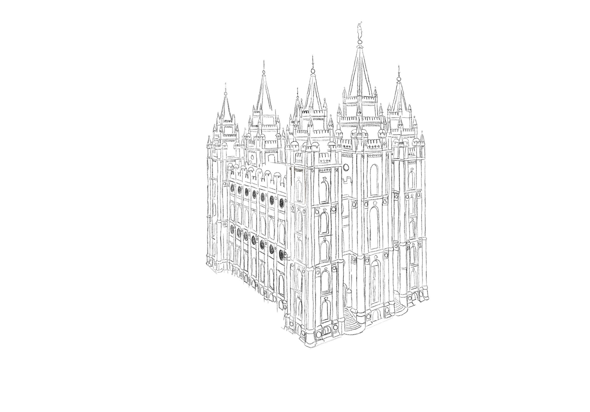 Salt Lake City, Utah LDS Temple Drawing - Etsy
