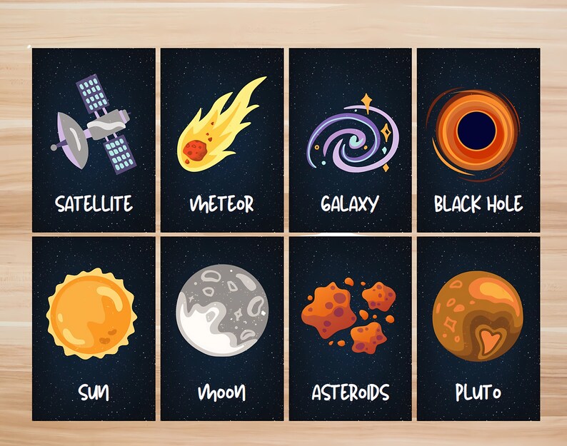 20 , Space Flashcards, Planets , Learning , Printable - Etsy