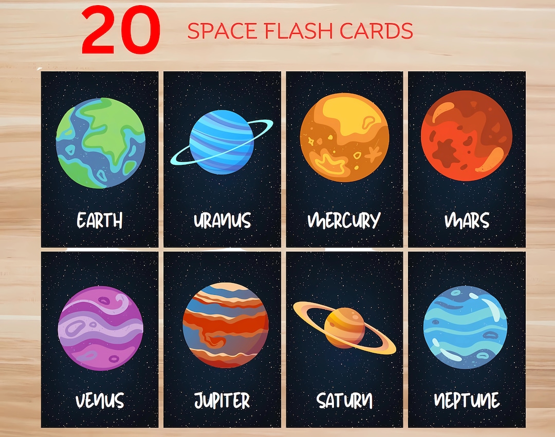 20 , Space Flashcards, Planets , Learning , Printable - Etsy