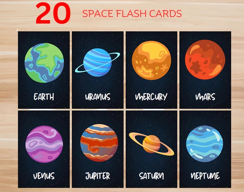 20 , Space Flashcards, Planets , Learning , Printable - Etsy