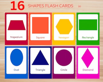 Colorful Shapes Printable Flashcards Instant Download 3-D Shapes Basic ...
