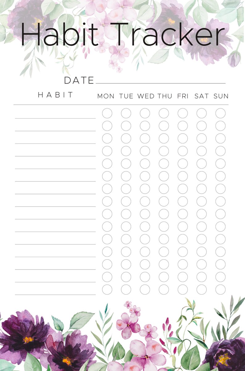 Habit Tracker Template, 7 Day Habit Challenge, Weekly Habit Tracker ...