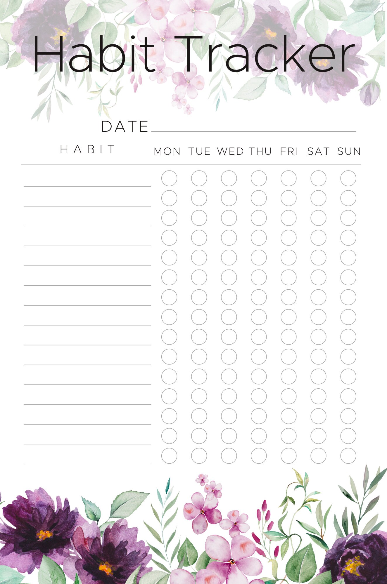 Habit Tracker Template, 7 Day Habit Challenge, Weekly Habit Tracker ...