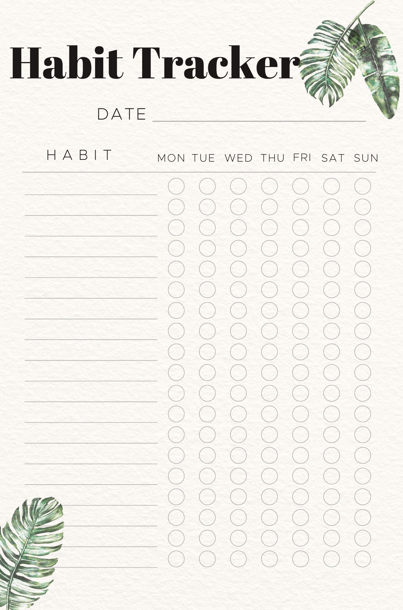 Habit Tracker Template, 7 Day Habit Challenge, Weekly Habit Tracker ...