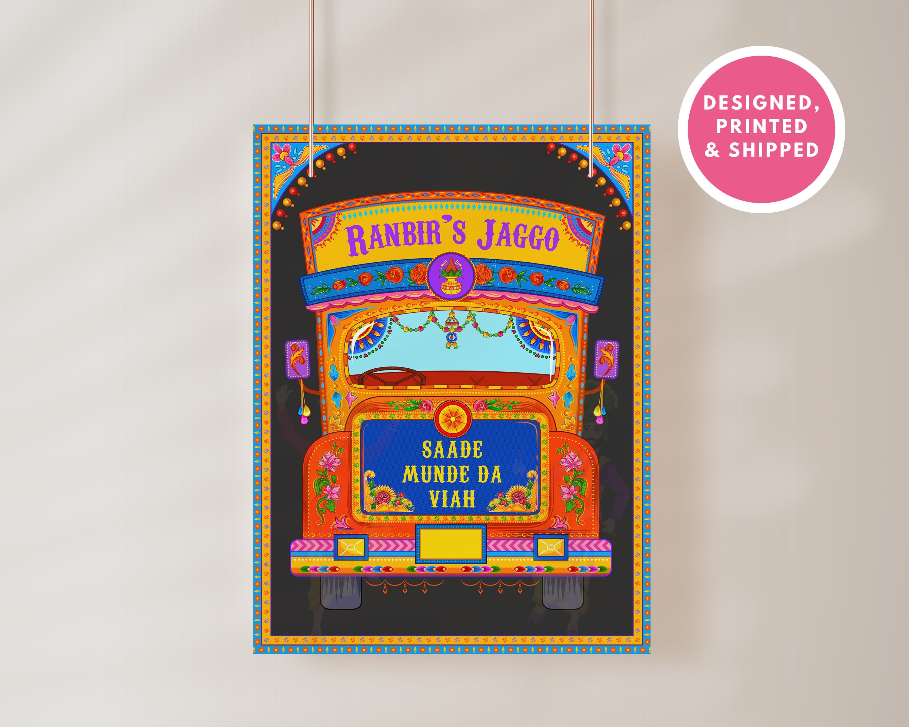 Jaggo Welcome Sign, Indian Truck Art Theme, Sangeet, Jaggo Welcome ...
