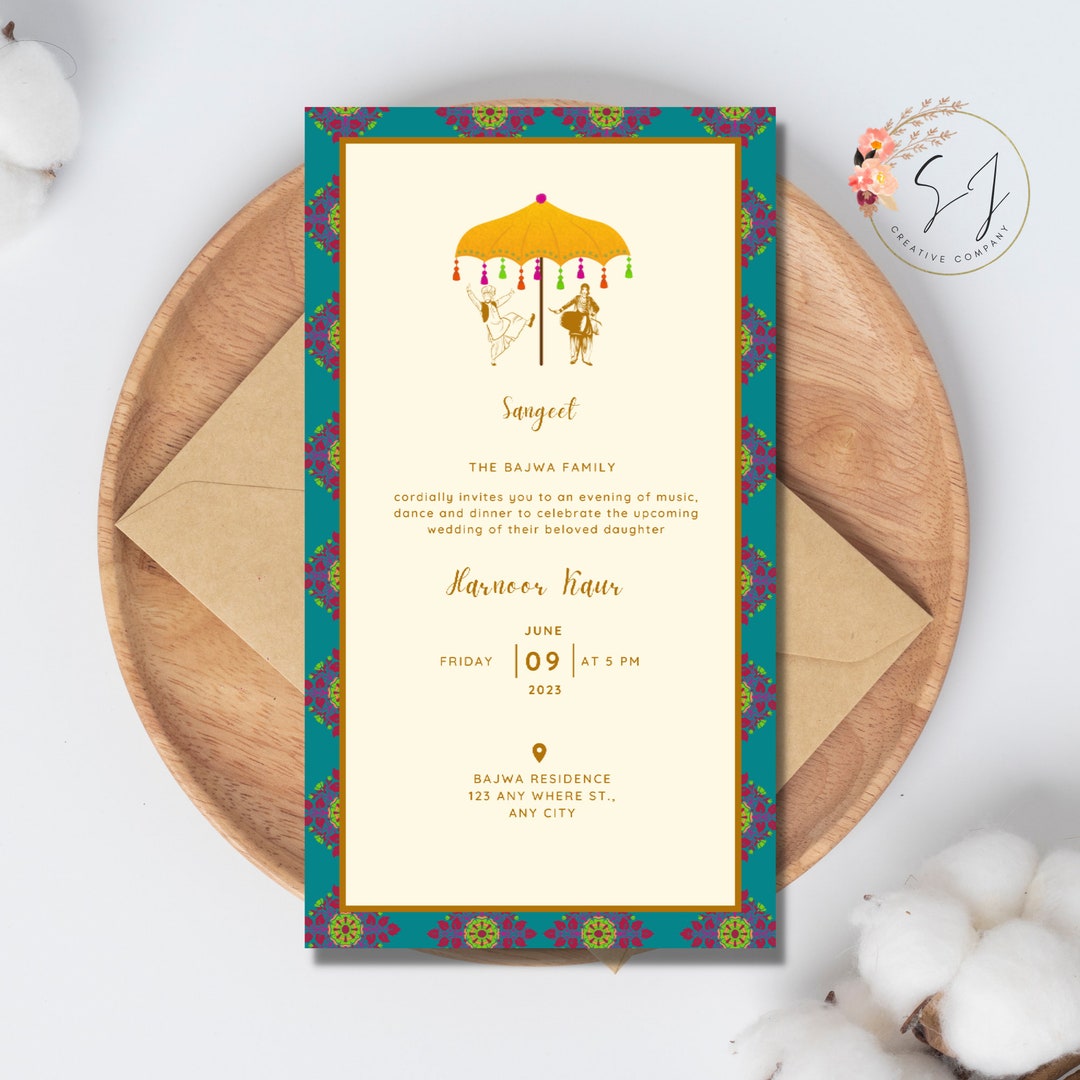 Beautiful Jaggo Invitation, Sangeet Invitation, Wedding Invitation ...