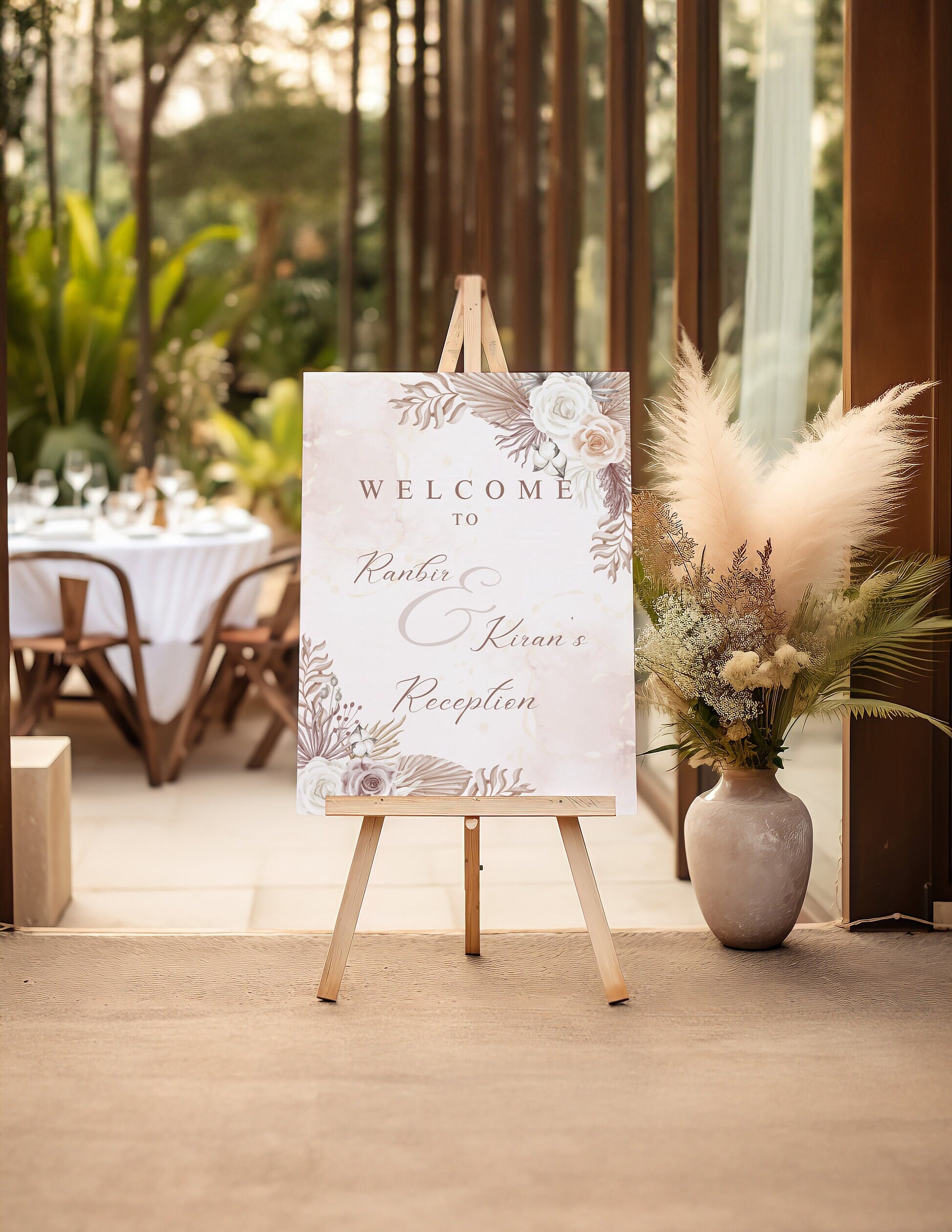 Premium Pink Boho Wedding Reception Sign | Elegant Décor | Multiple ...