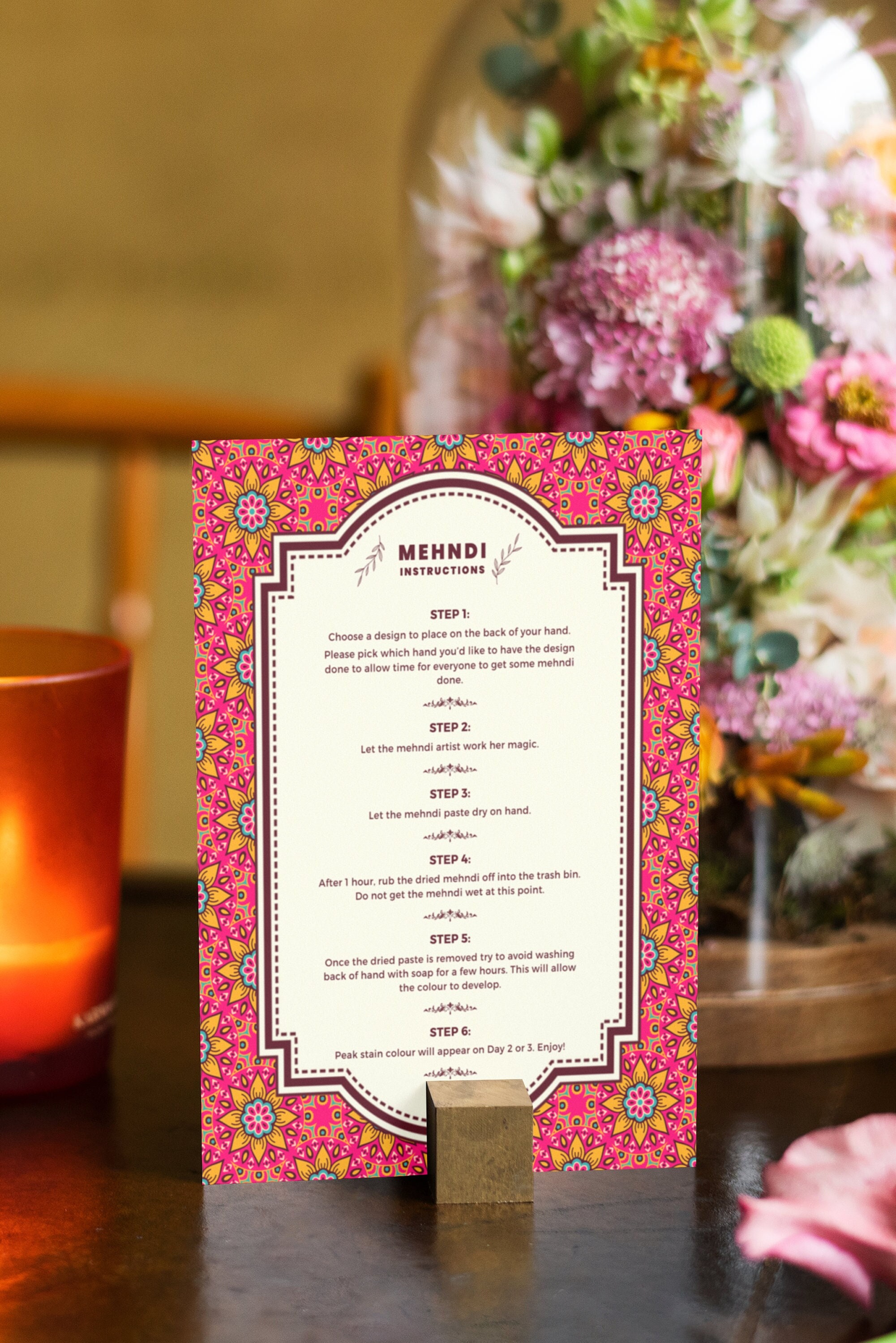Mehndi Instructions Editable Canva Template Instant Download 8x10 for ...