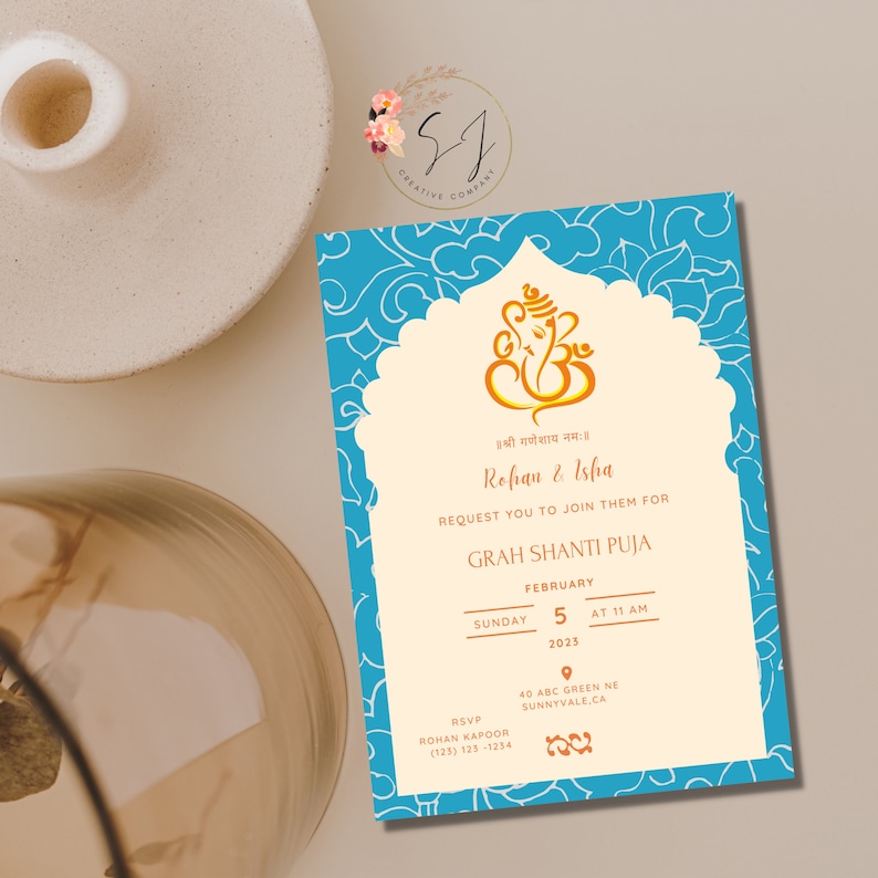 Gruhapravesam Invitation | Indian Housewarming Invite | Graha Shanti ...