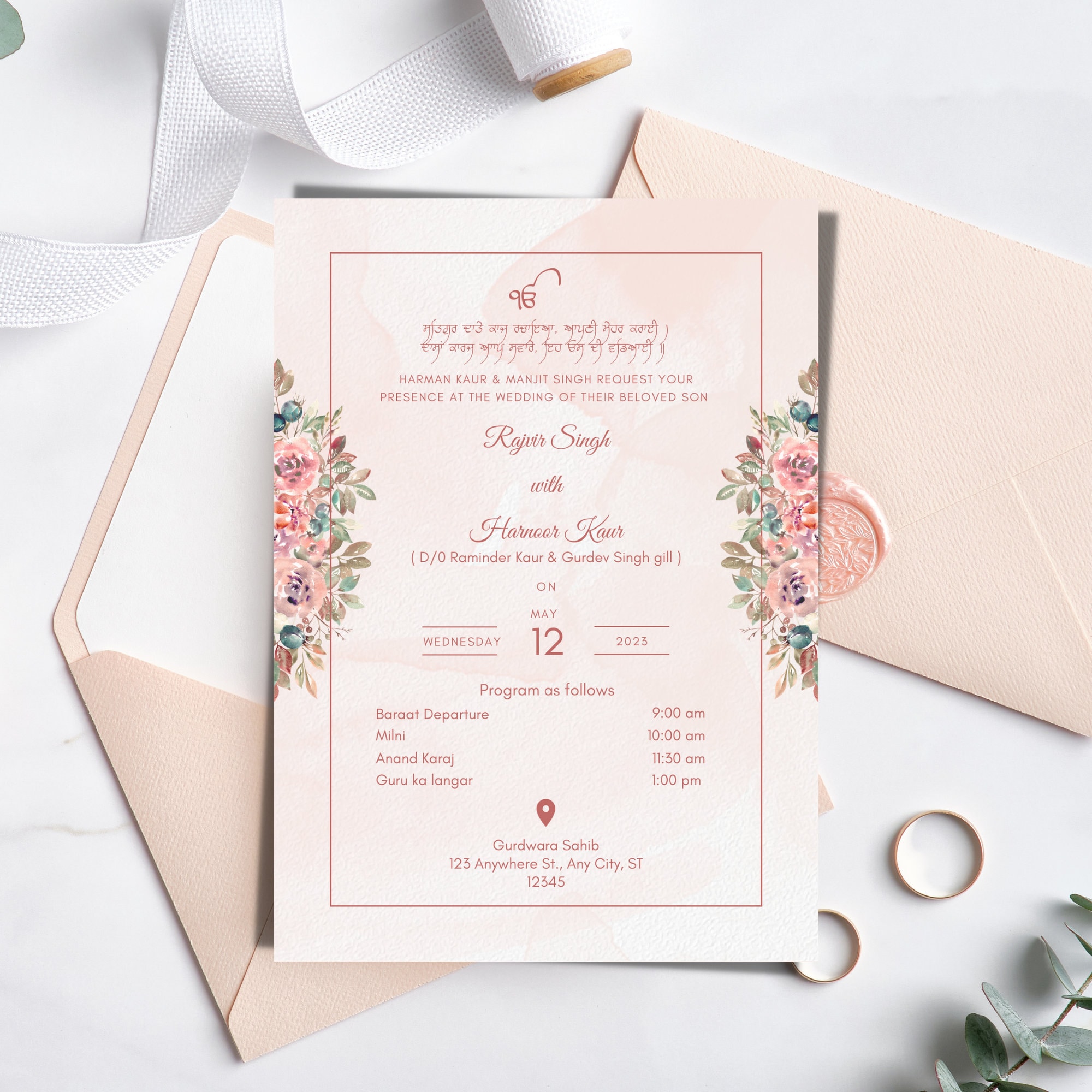 Sikh Wedding Invitation Bundle Instant Download Akhand - Etsy