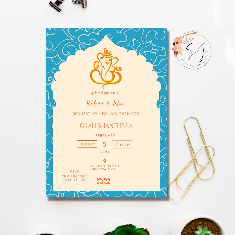 Gruhapravesam Invitation | Indian Housewarming Invite | Graha Shanti ...