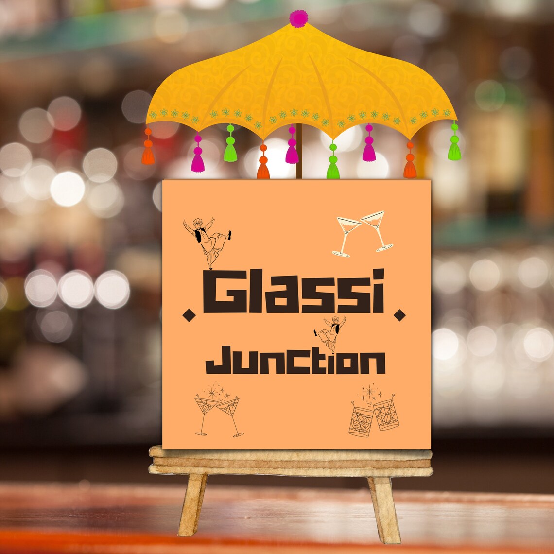 Punjabi Wedding Functions Bar Sign Glassi Junction Sign Desi Party Sign ...