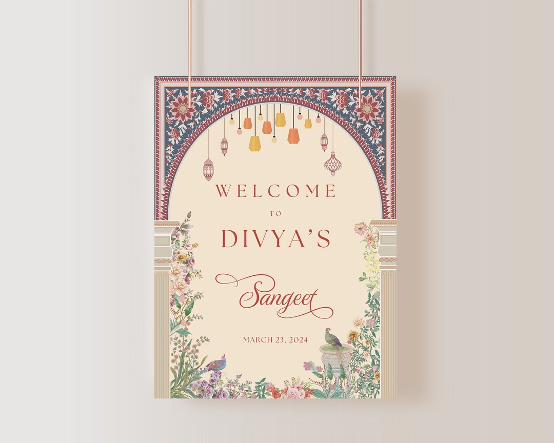 Premium Traditional Sangeet Welcome Sign for Indian Wedding Events ...