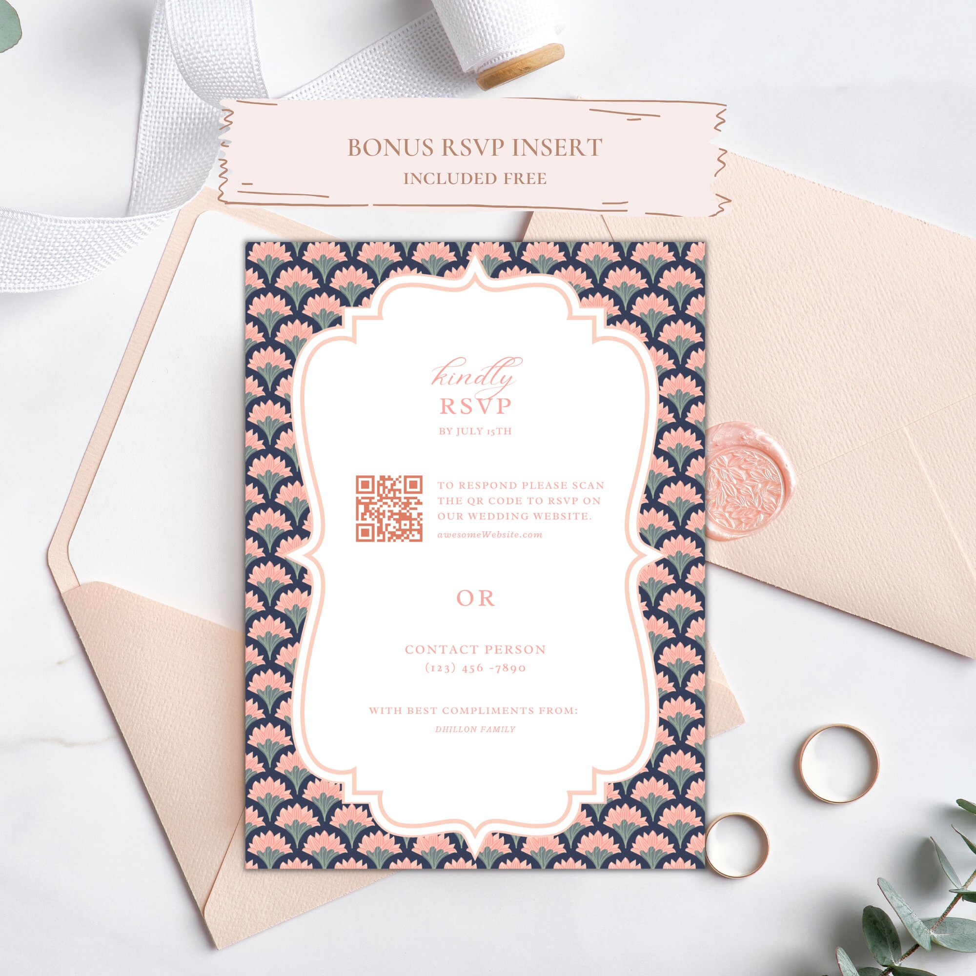 Sikh Wedding Lotus Pattern Invitation Bundle Instant Download | Maiyan ...