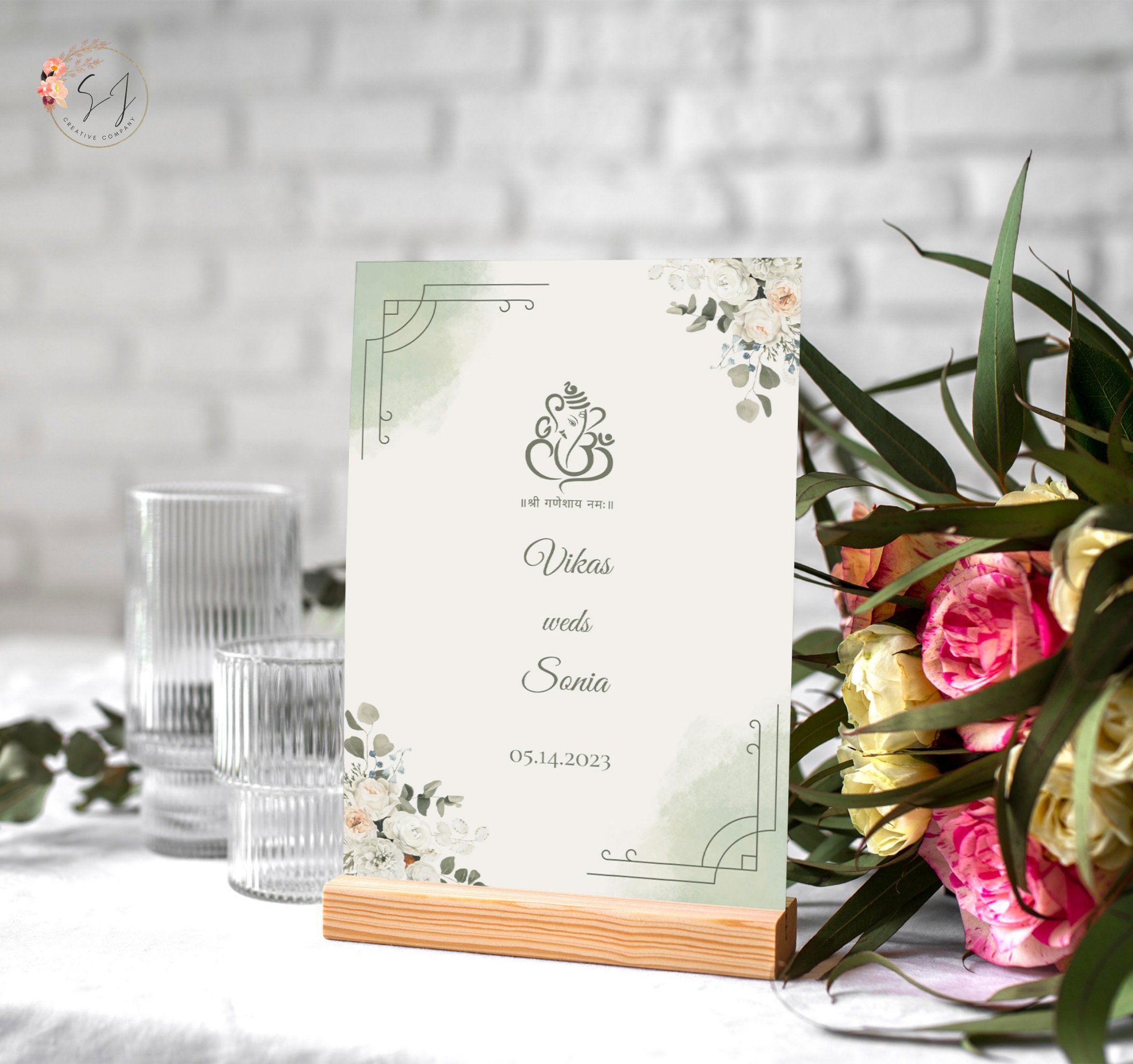 DIY Sage Green Hindu Wedding Invitation Template Bundle - Etsy