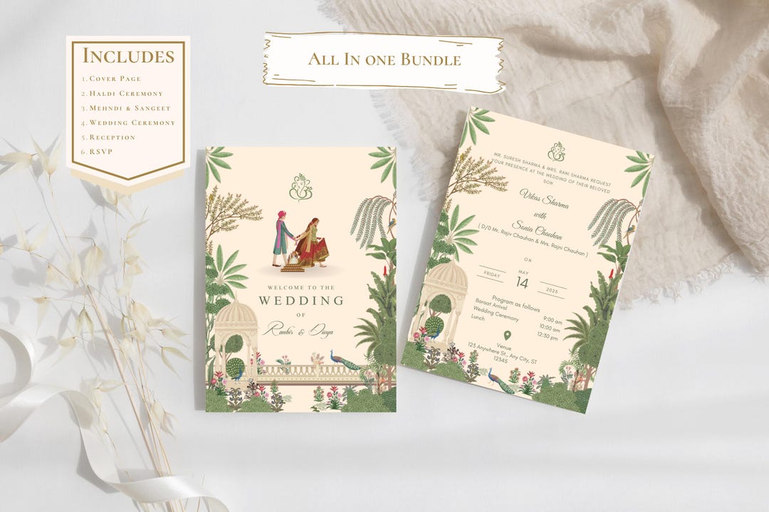 DIY Hindu Wedding Invitation Template All in One Bundle Traditional ...