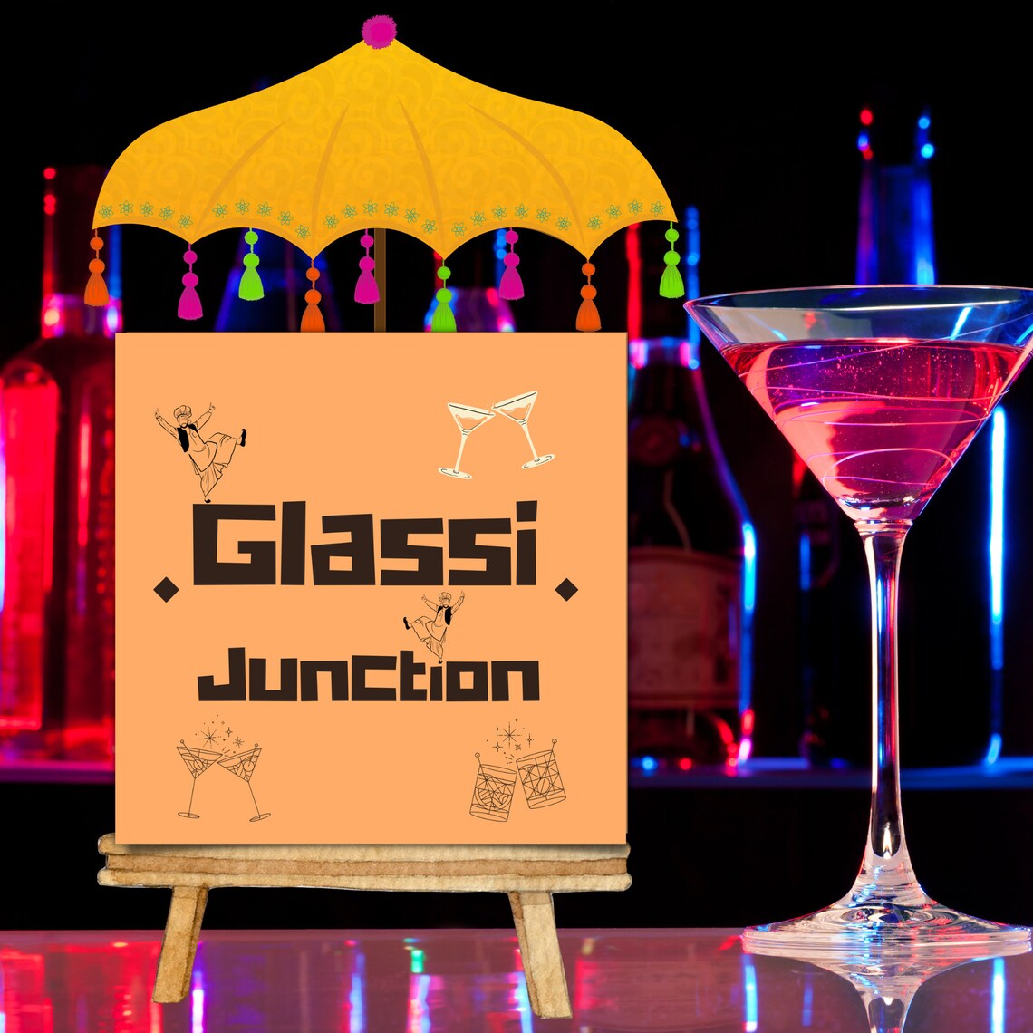 Punjabi Wedding Functions Bar Sign | Glassi Junction Sign | Desi Party ...