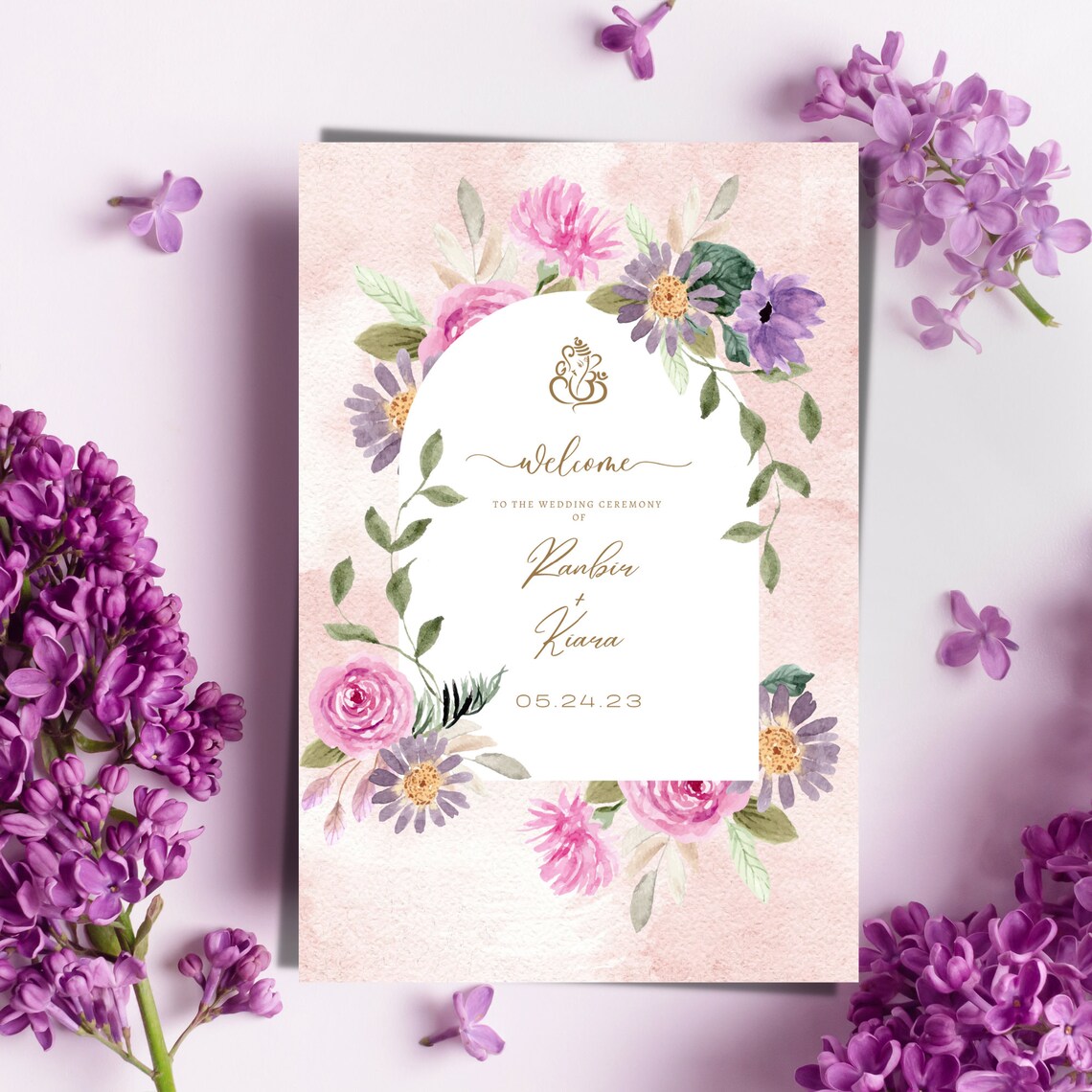 Hindu Wedding Ceremony Guide in Pink and Lavender Floral Print for ...