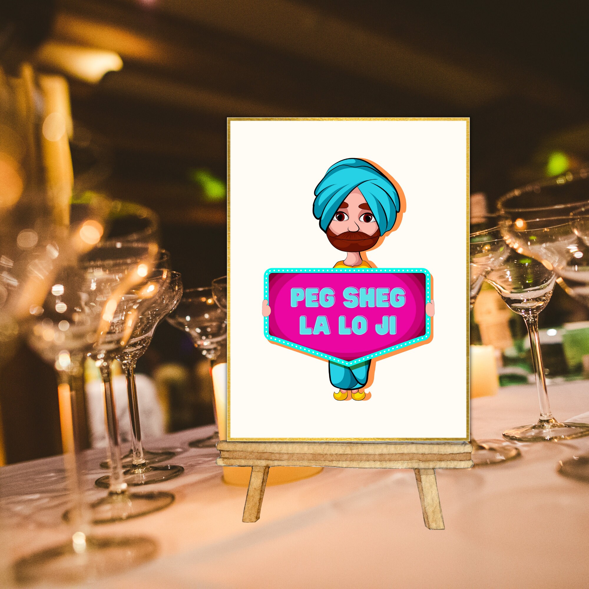 Punjabi Wedding Functions Bar Sign | Peg Sheg Sign | Desi Party Sign ...