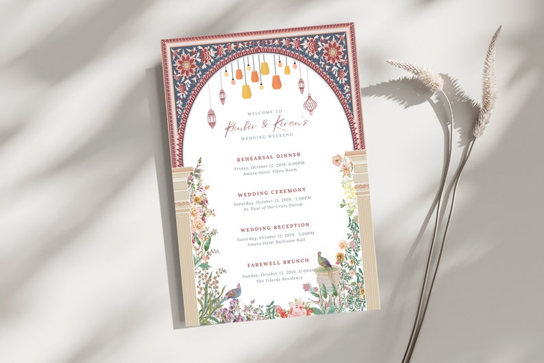 Elegant Wedding Weekend Itinerary 6x9 | DIY Instant Download Canva ...