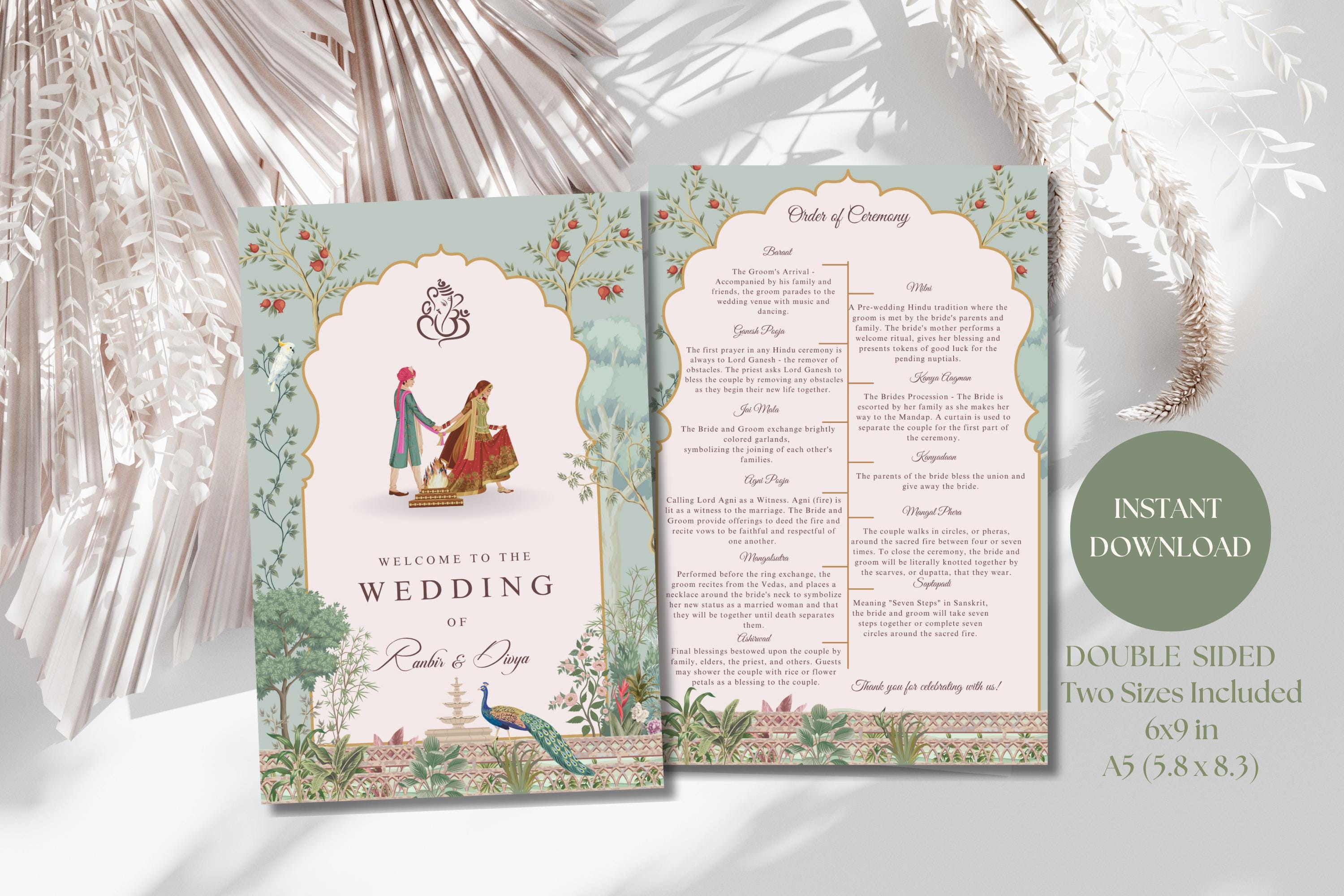 DIY Hindu Wedding Program Guide Traditional Mughal Garden Design ...