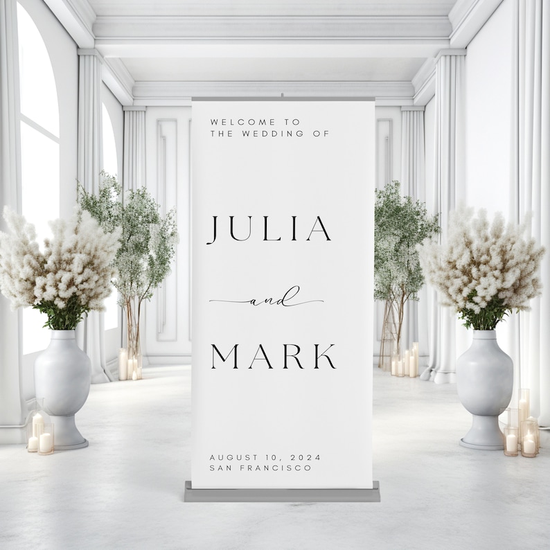 Minimalist Wedding Welcome Pop up Banner With Stand | Designed, Printed ...