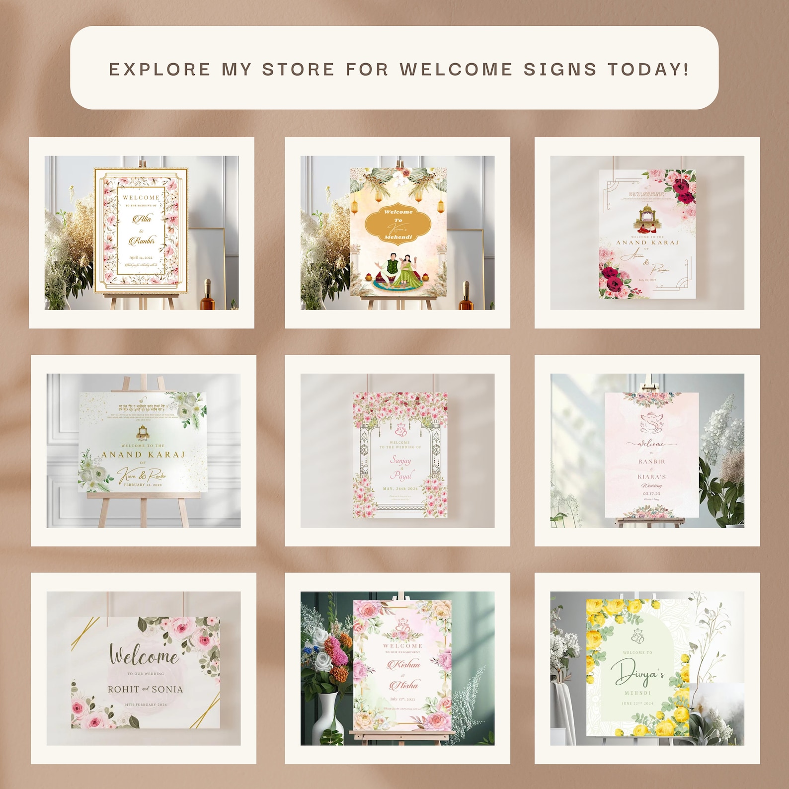 Wedding Welcome Sign for Hindu, Gujarati, South Indian Weddings, White ...
