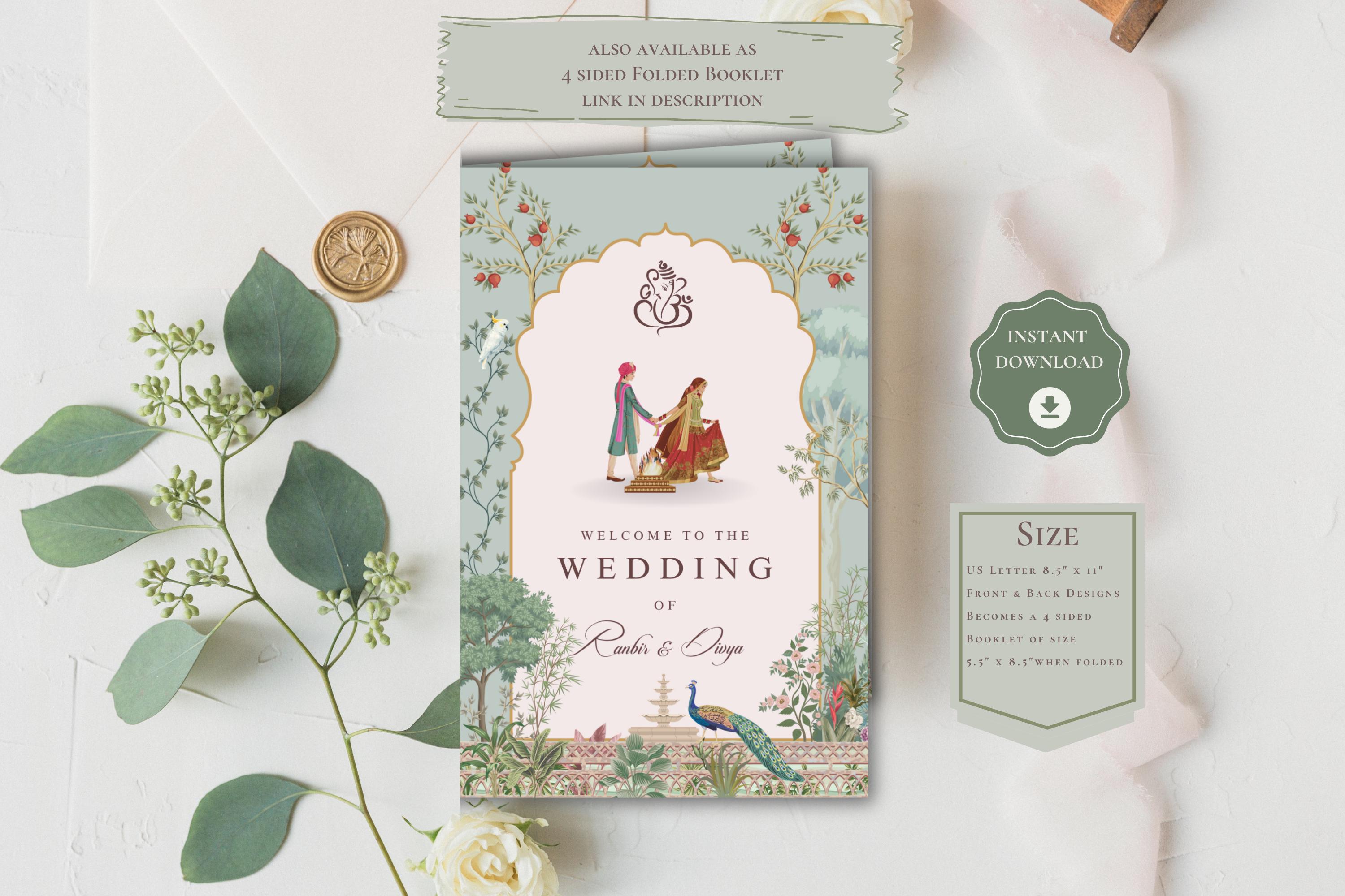 DIY Hindu Wedding Program Guide Traditional Mughal Garden Design ...