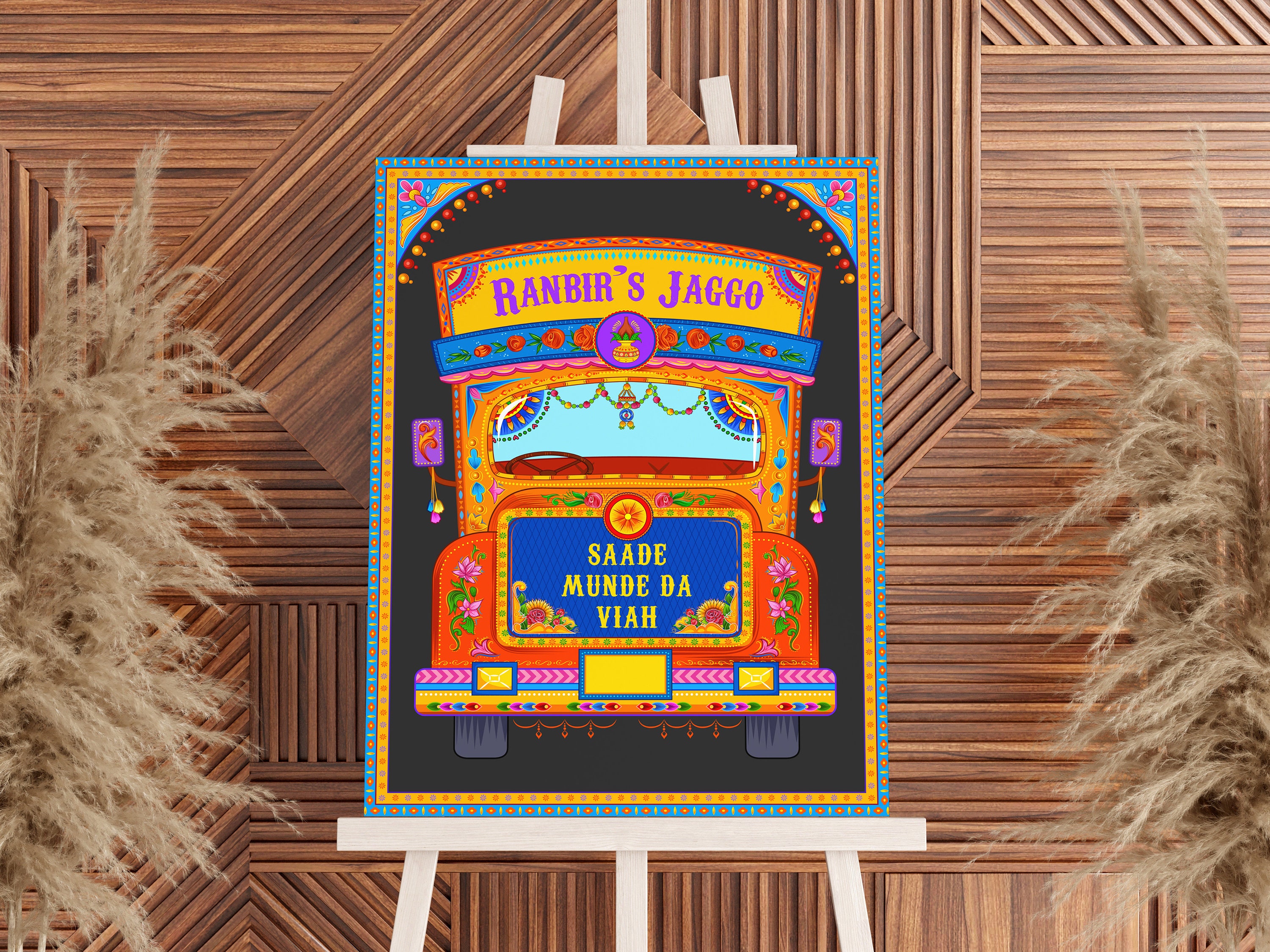 Jaggo Welcome Sign, Indian Truck Art Theme, Sangeet, Jaggo Welcome ...