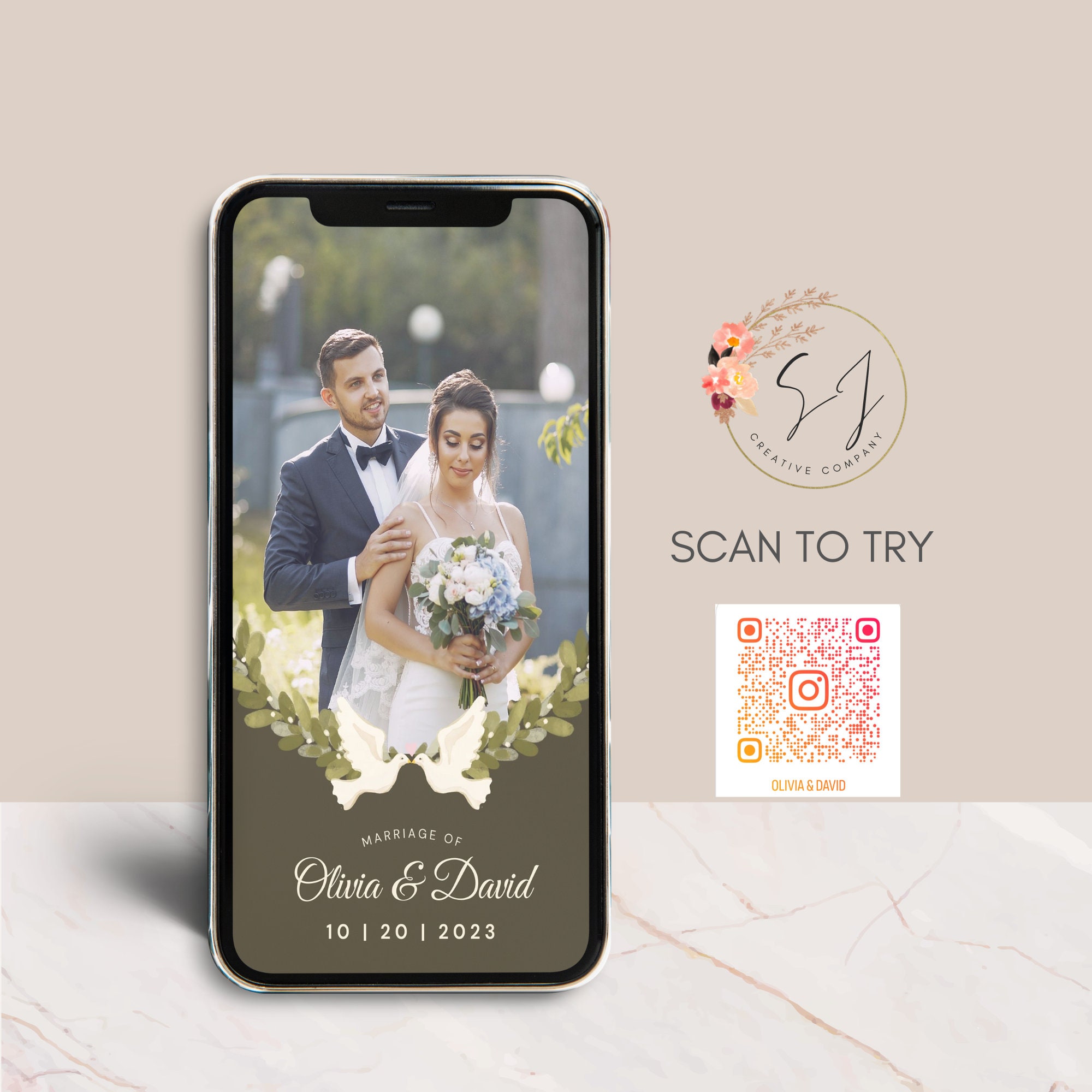Custom Romantic Instagram, Facebook Wedding, Engagement, Bridal Shower ...