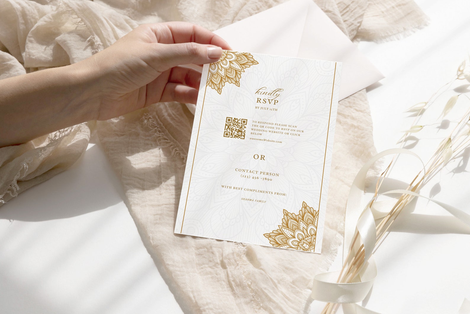 DIY Hindu Wedding Invitation Template All in One Bundle Gold Mandala ...